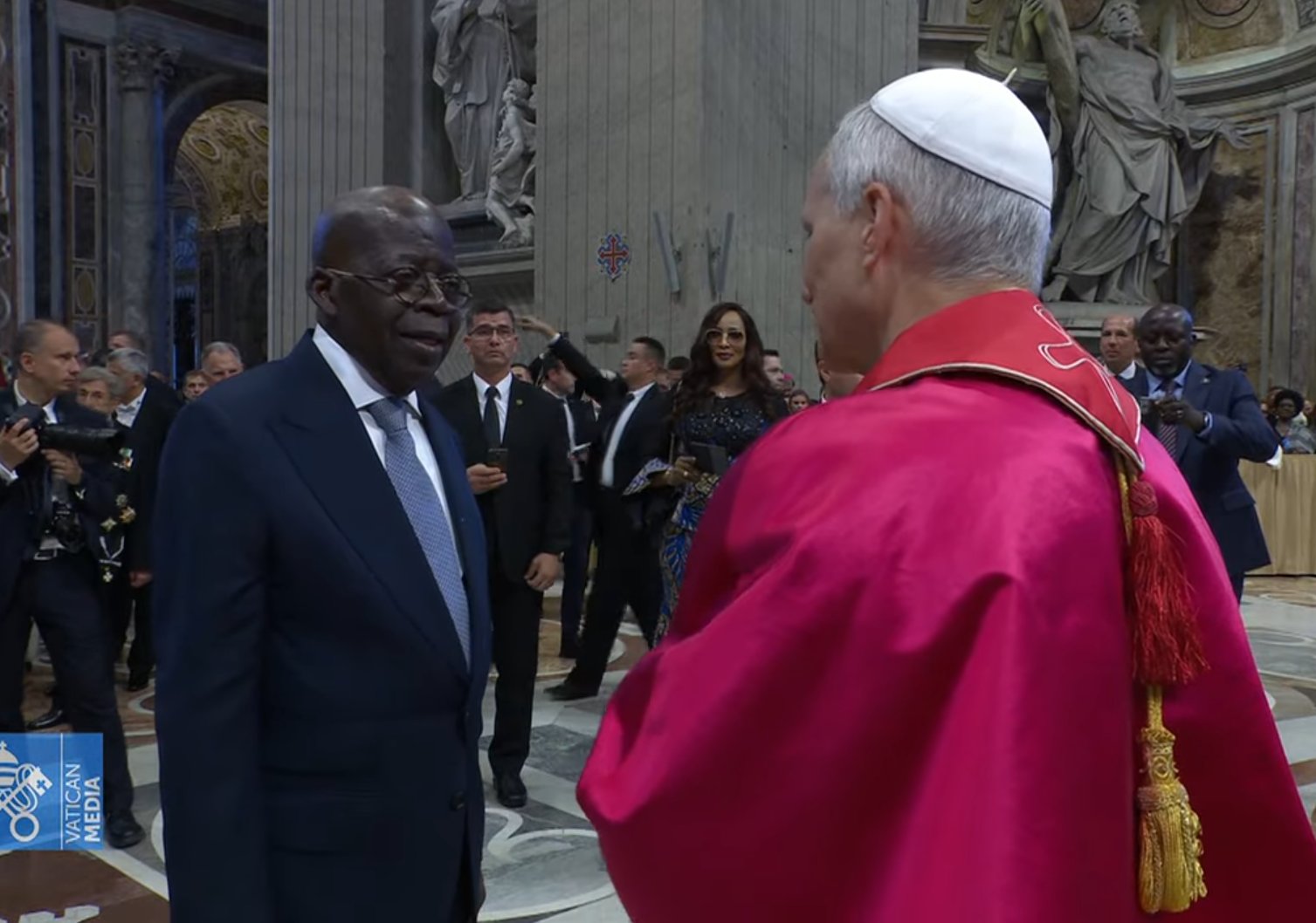 President Tinubu Meets Pope Leo XIV After Inauguration Mass In Rome (Video)